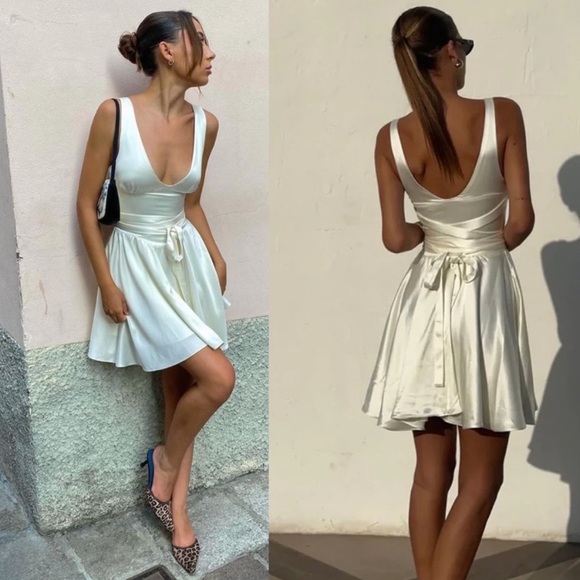 House of CB | Dresses | House Of Cb Shiema Ivory Floaty Mini Dress Nwot ...